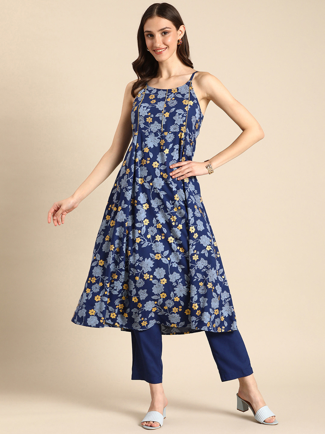 Buy Anouk Ethnic Motifs Printed Regular Kurta With Trousers - Kurta ...