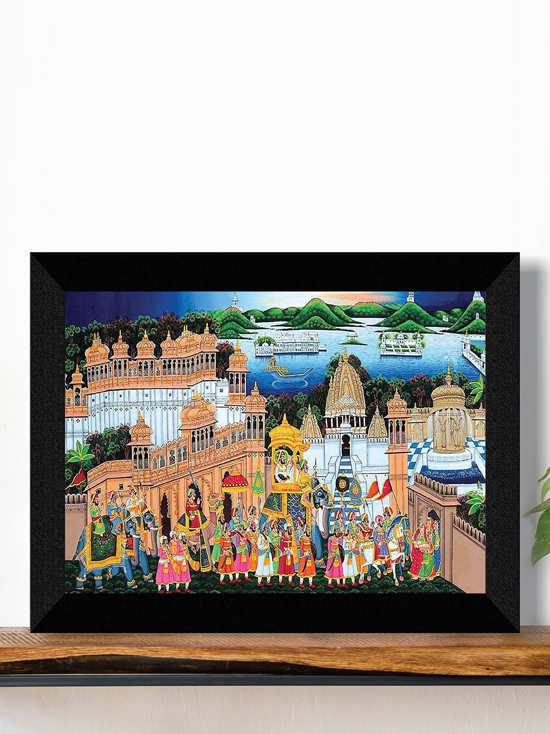 Buy SAF Black & Blue Traditional Rajasthani Painting Framed UV Coating ...