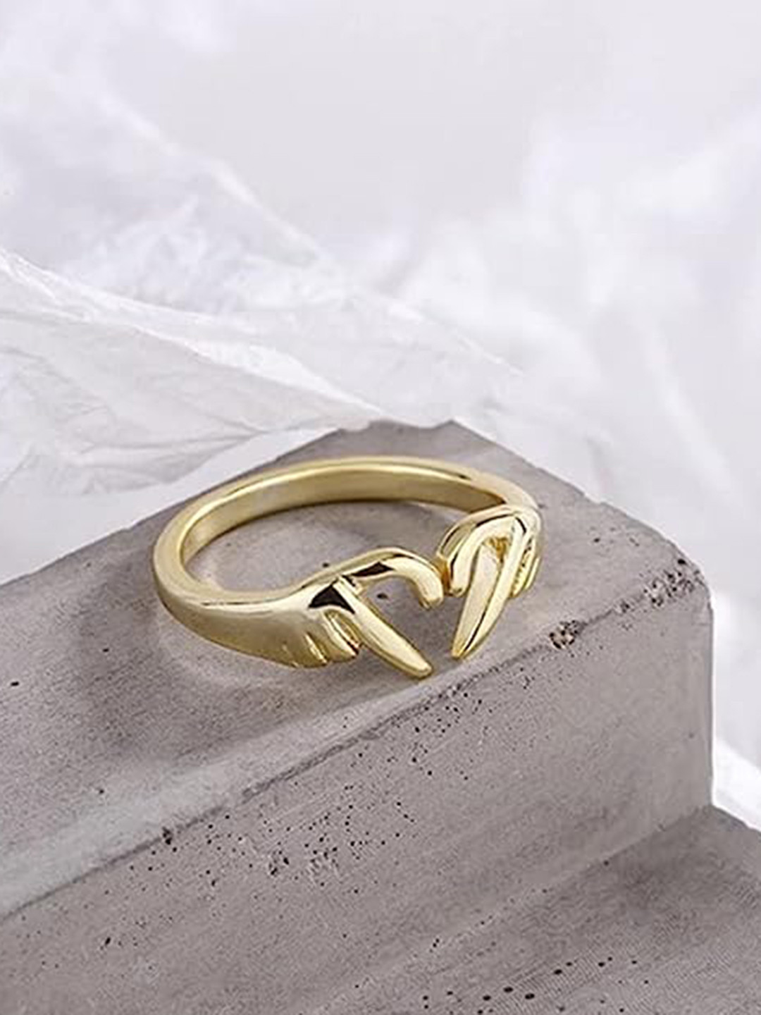 Buy VIEN Gold Plated Heart Shaped Finger Ring - Ring for Unisex ...