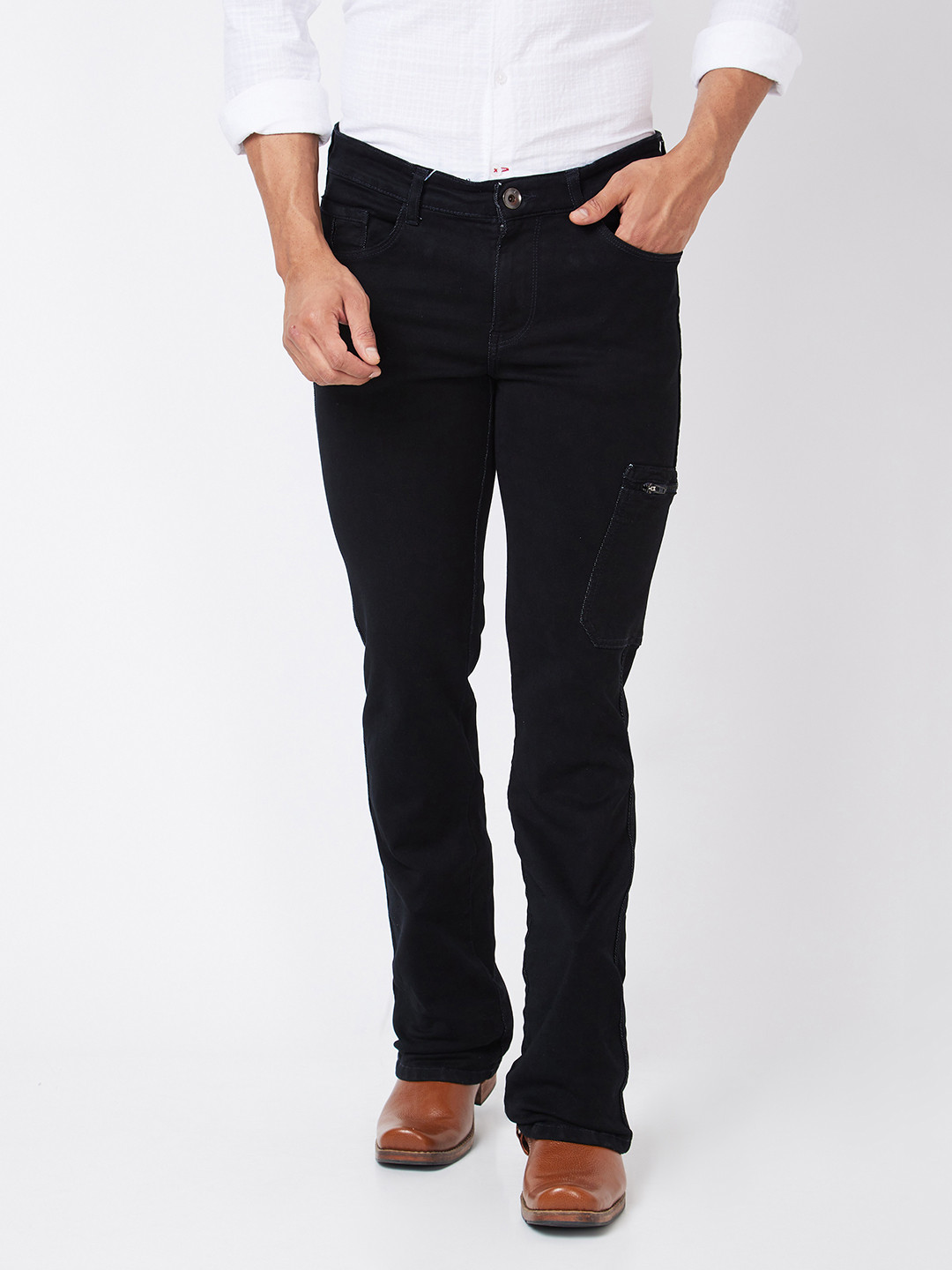 Buy Mode De Base Men Mid Rise Clean Look Bootcut Cotton Jeans - Jeans ...