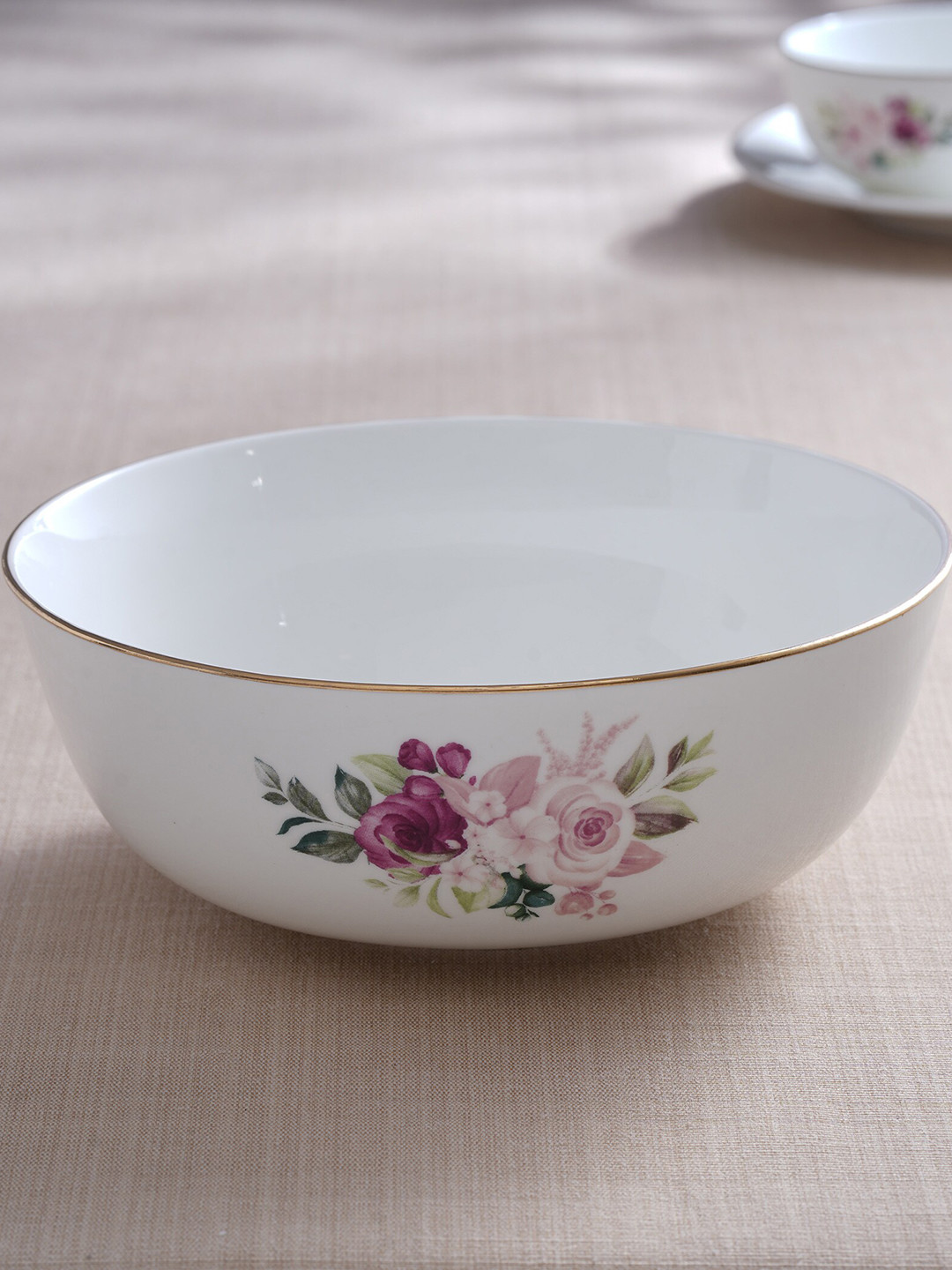 Buy Home Centre Lucas White Bone China Printed Serving Bowl 1.2L - Bowl ...