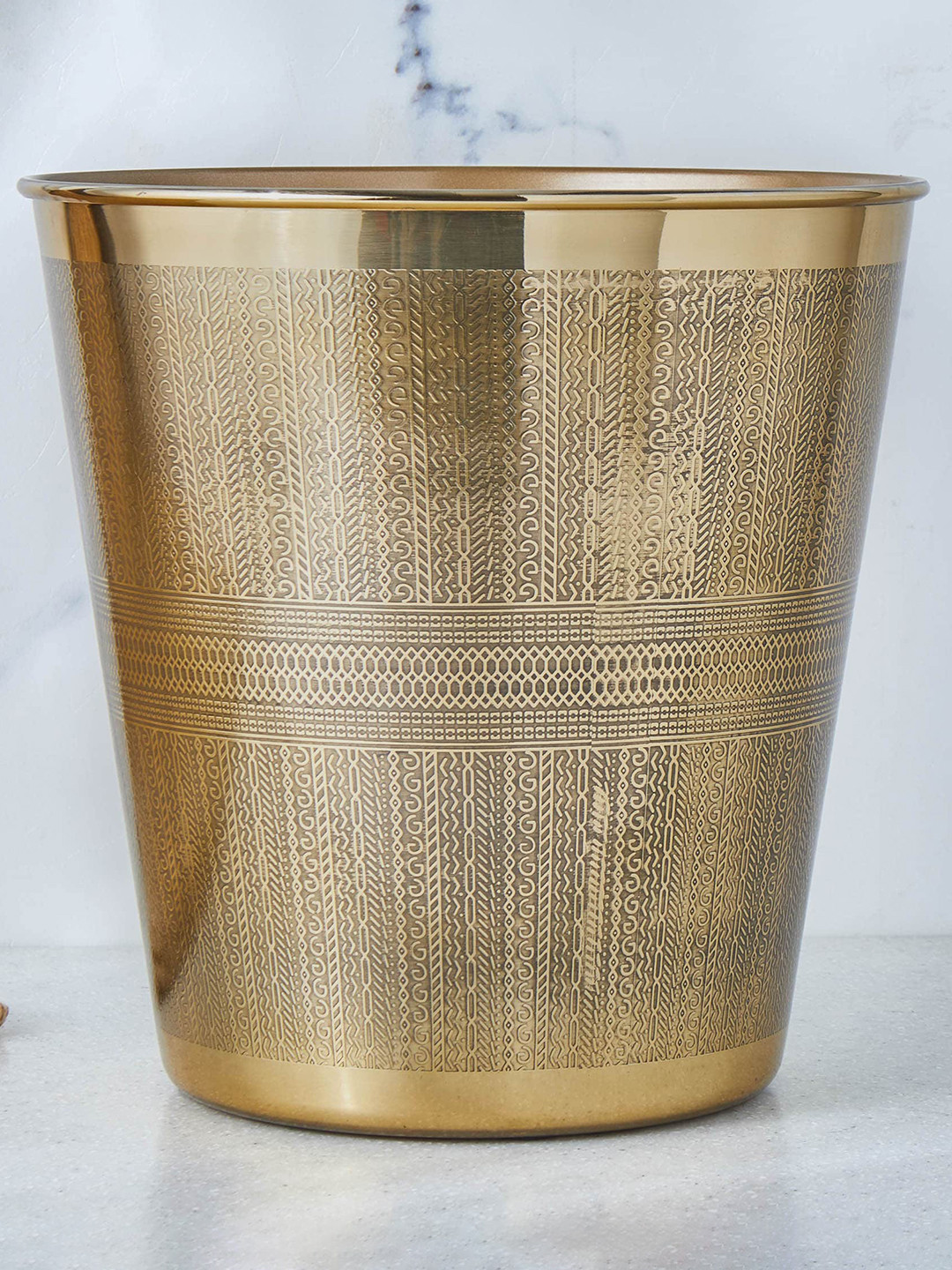 Buy Home Centre Harbour Golden Textured Waste Bin 7 L - Bins for Unisex ...