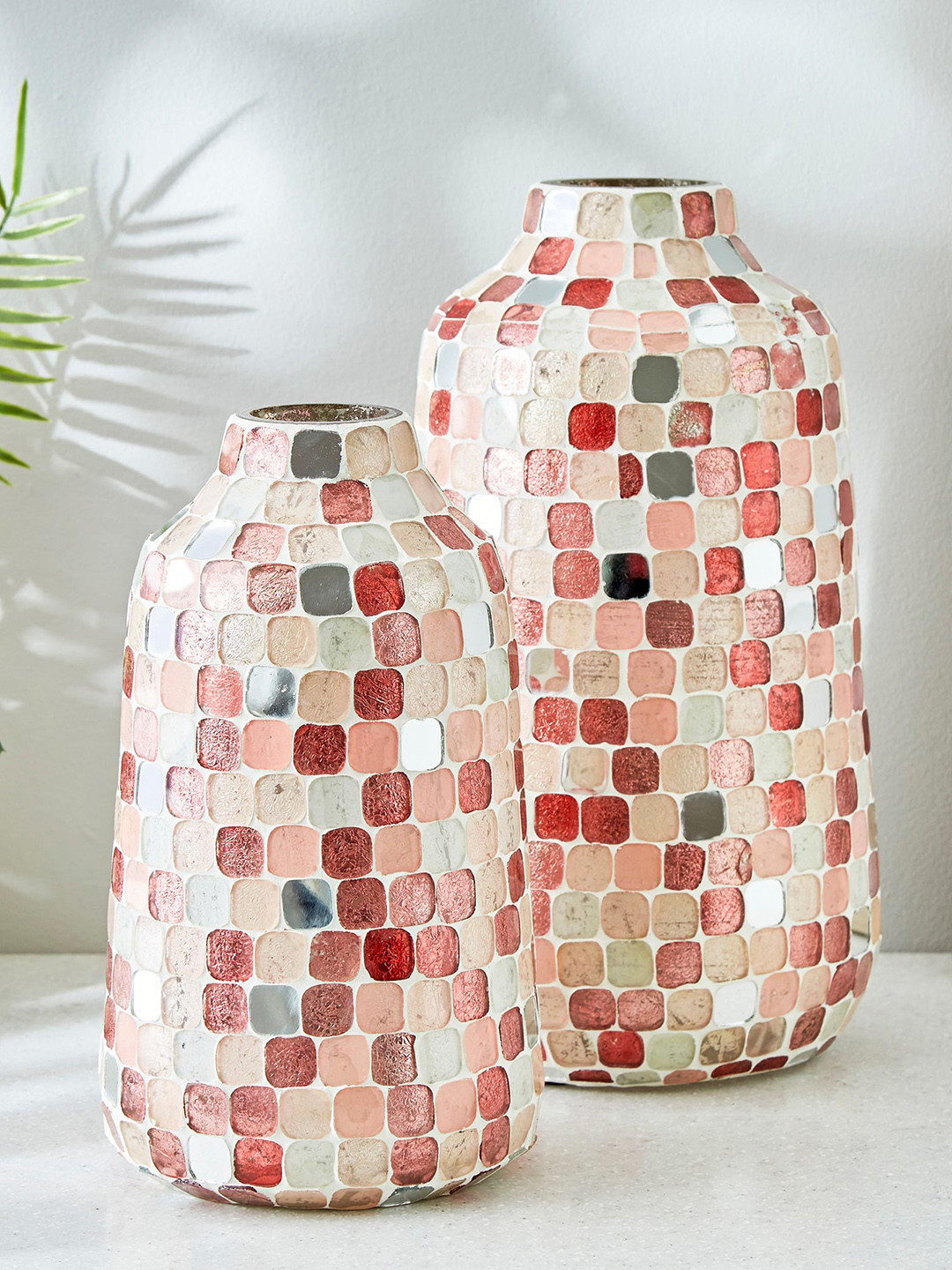 Buy Home Centre Corsica Red & Beige Mosaic Patterned Glass Vase - Vases ...