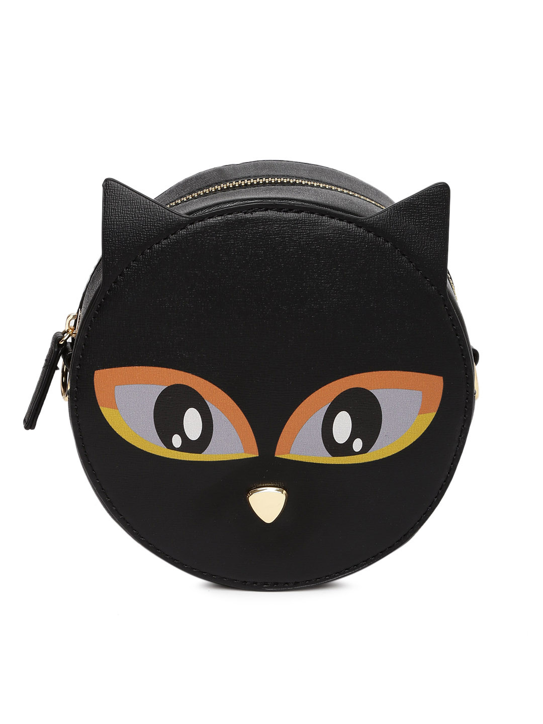 Buy Ginger By Lifestyle Black Cat Face Shaped Printed Sling Bag ...