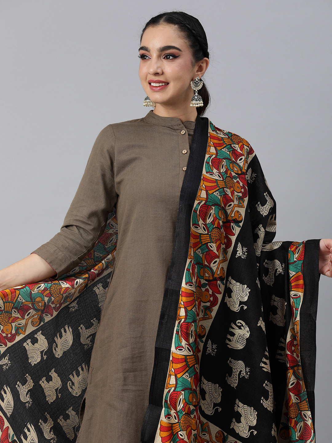 Buy Rani Saahiba Ethnic Motifs Printed Art Silk Dupatta - Dupatta for ...