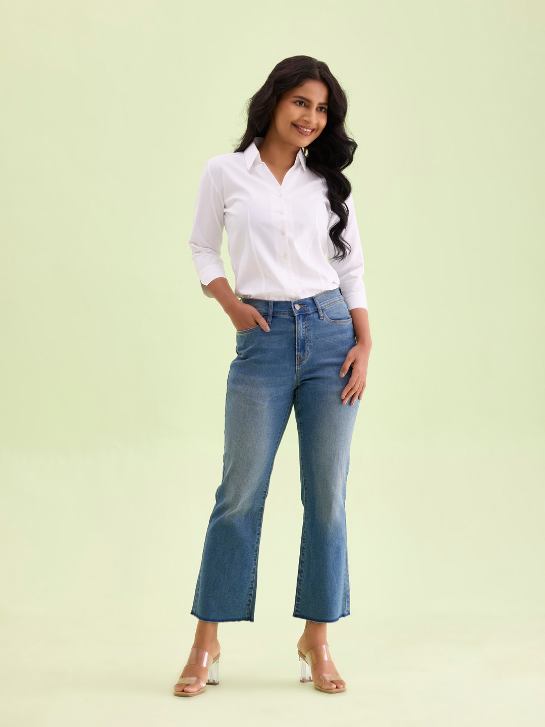 Buy Go Colors Women Clean Look Flared Light Fade Cotton Jeans - Jeans ...