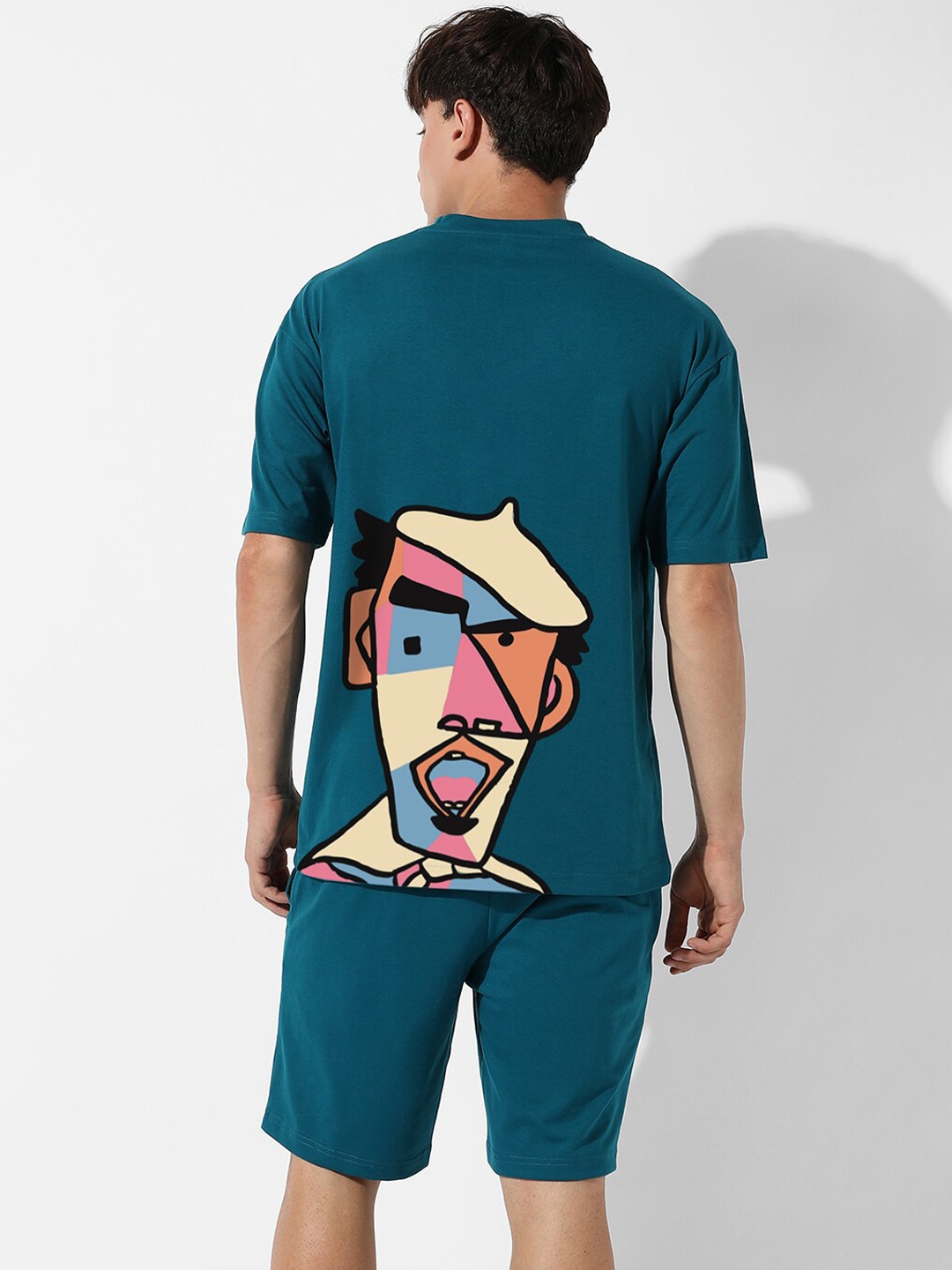 Buy Campus Sutra Teal Blue Printed Oversized T Shirt And Shorts Co Ords For Men 23563936 Myntra