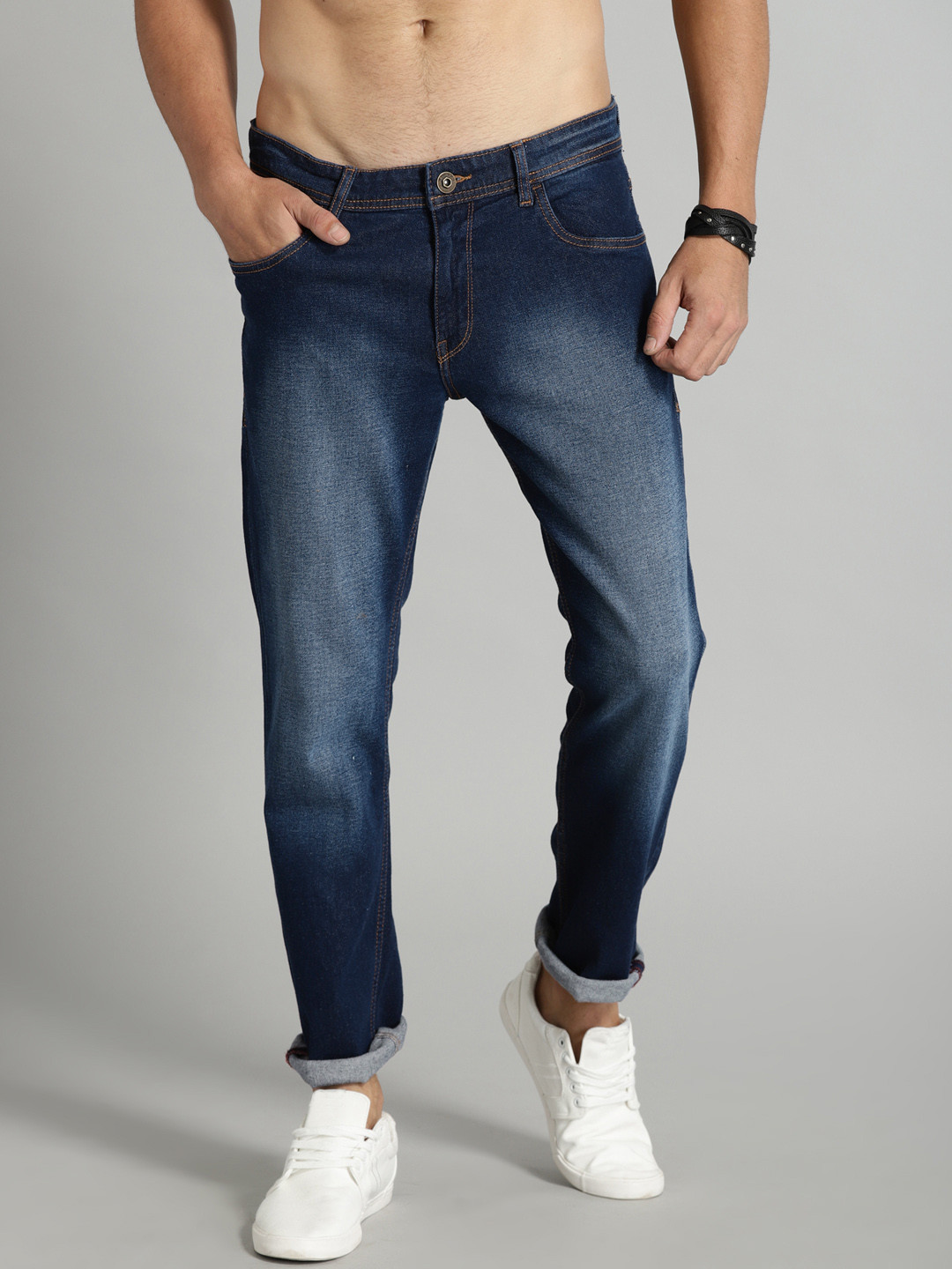 Buy Roadster Men Blue Slim Fit Mid Rise Clean Look Stretchable Jeans ...