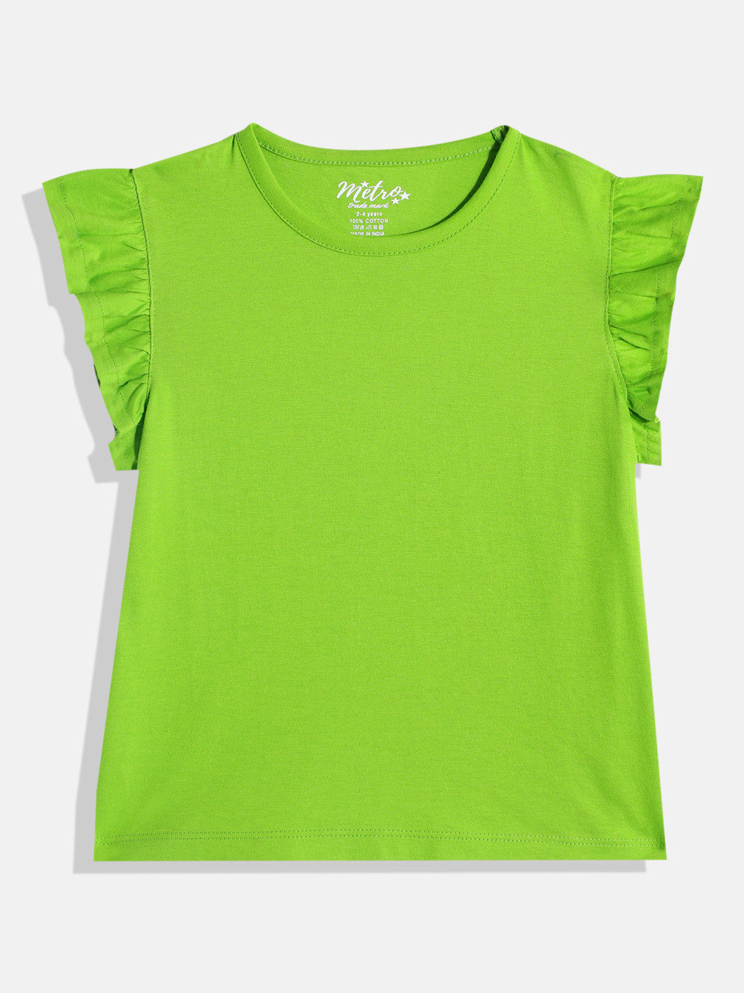 Buy METRO KIDS COMPANY Girls Flutter Sleeves Pure Cotton Top - Tops for ...