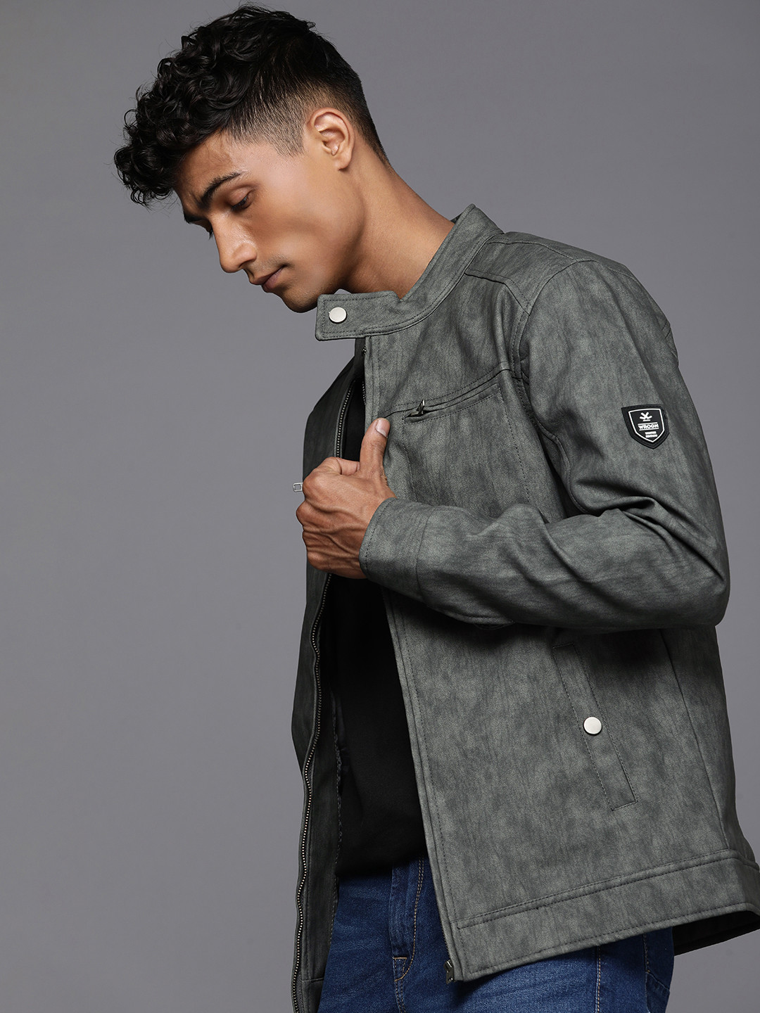 Buy WROGN Solid Slim Fit Leather Jacket - Jackets for Men 23581516 | Myntra