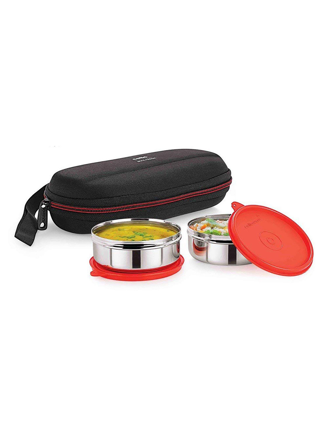 Buy Cello Mf Super Set Of 2 Red Insulated Stainless Steel Lunch Box ...