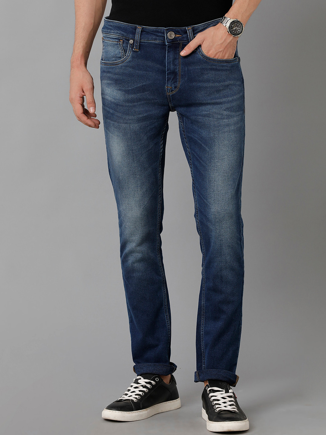 Buy Voi Jeans Men Skinny Fit Mid Rise Heavy Fade Whiskers Clean Look ...