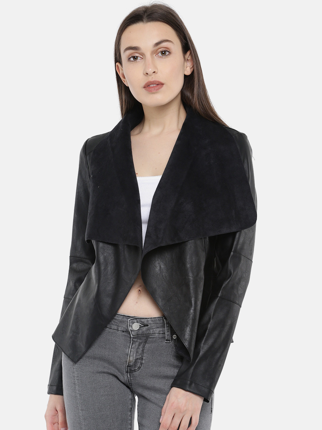 Buy Vero Moda Women Black Solid Open Front Jacket - Jackets for Women ...