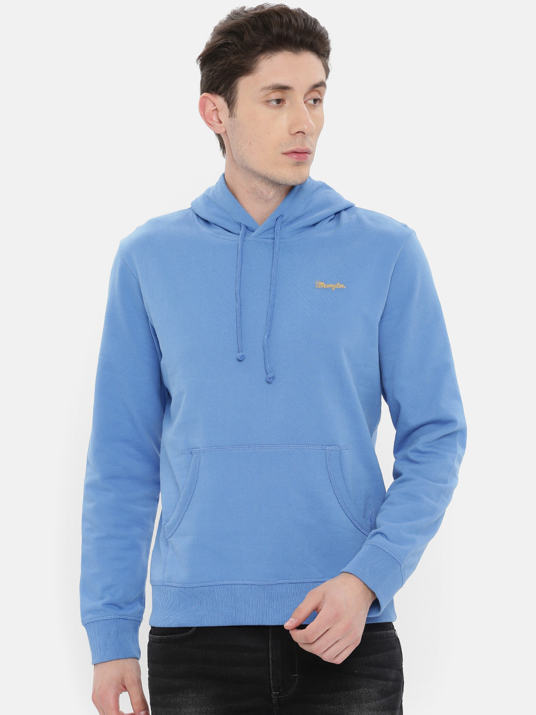 Buy Wrangler Men Blue Solid Hooded Sweatshirt - Sweatshirts for Men ...