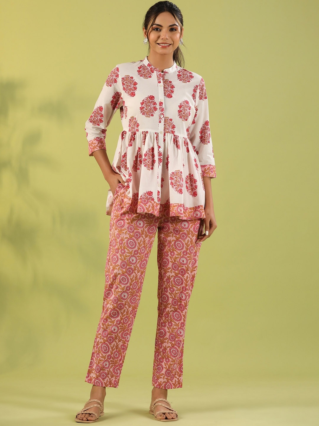 Buy Mirari Ethnic Motifs Printed Pure Cotton Top With Trouser Co Ords