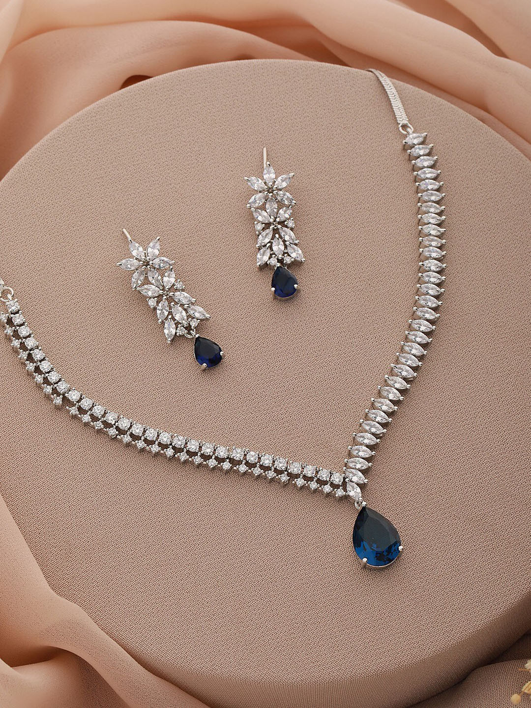 Buy Saraf RS Jewellery Silver Plated AD Studded Jewellery Set ...