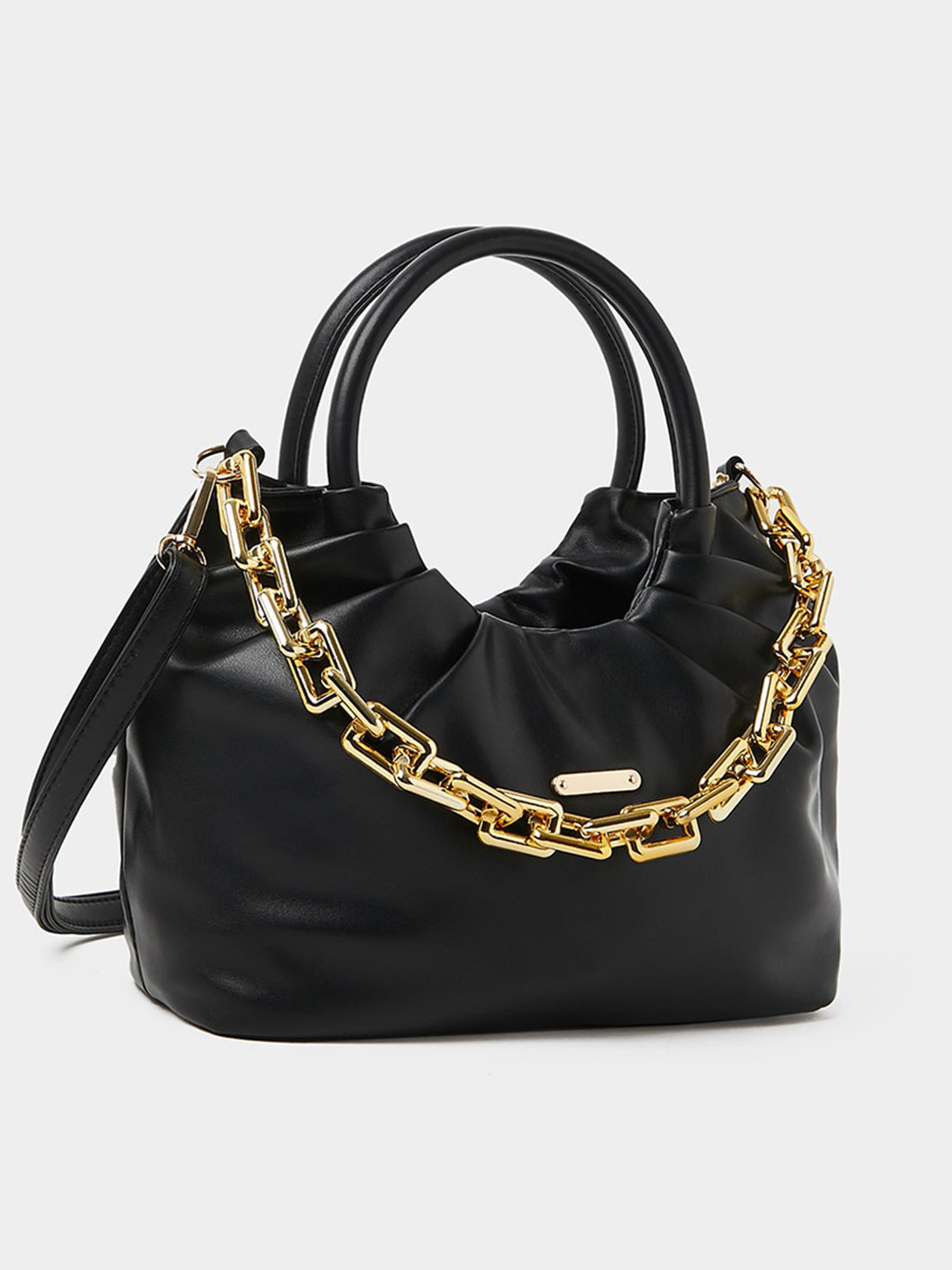 Buy Styli Structured Pleat Detail Handheld Bag With Chain Accent ...