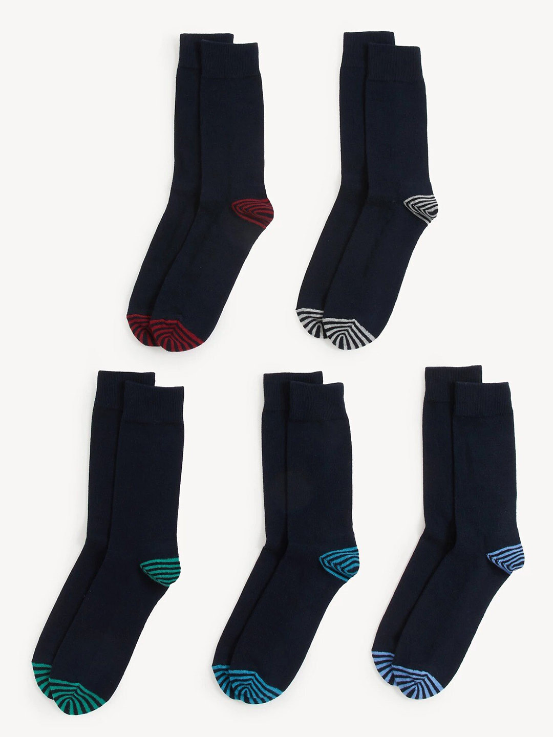 Buy Marks & Spencer Men Pack Of 5 Striped Above Ankle Length Socks ...