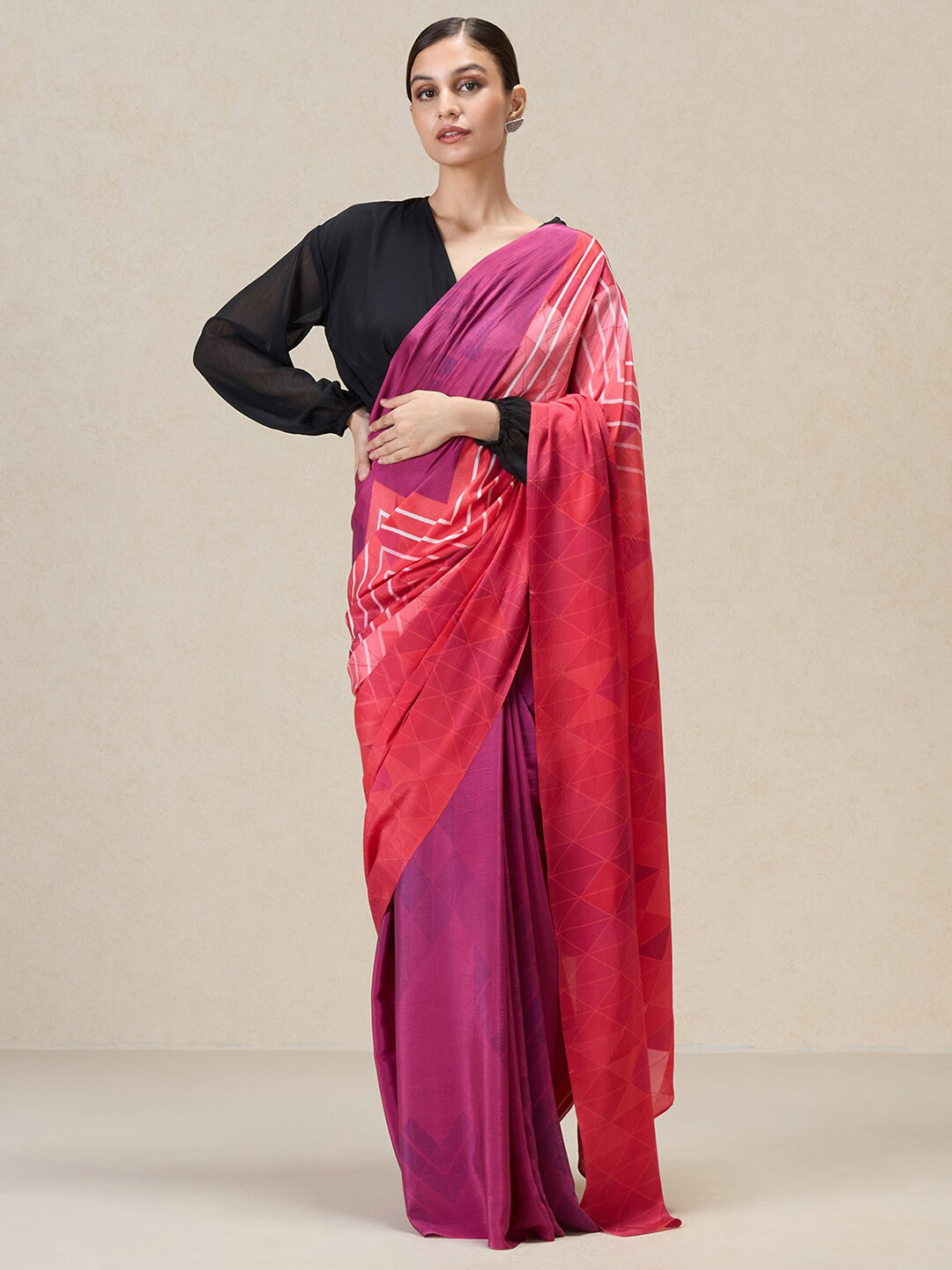 Buy Navyasa By Liva Geometric Printed Liva Saree - Sarees for Women ...