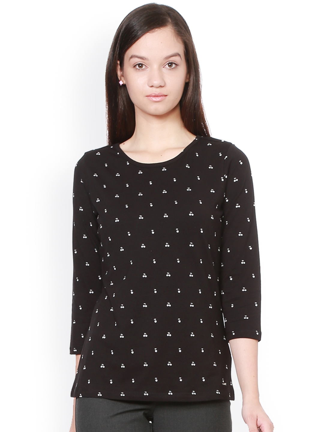 Buy Allen Solly Women Black Printed Pure Cotton Top Tops For Women
