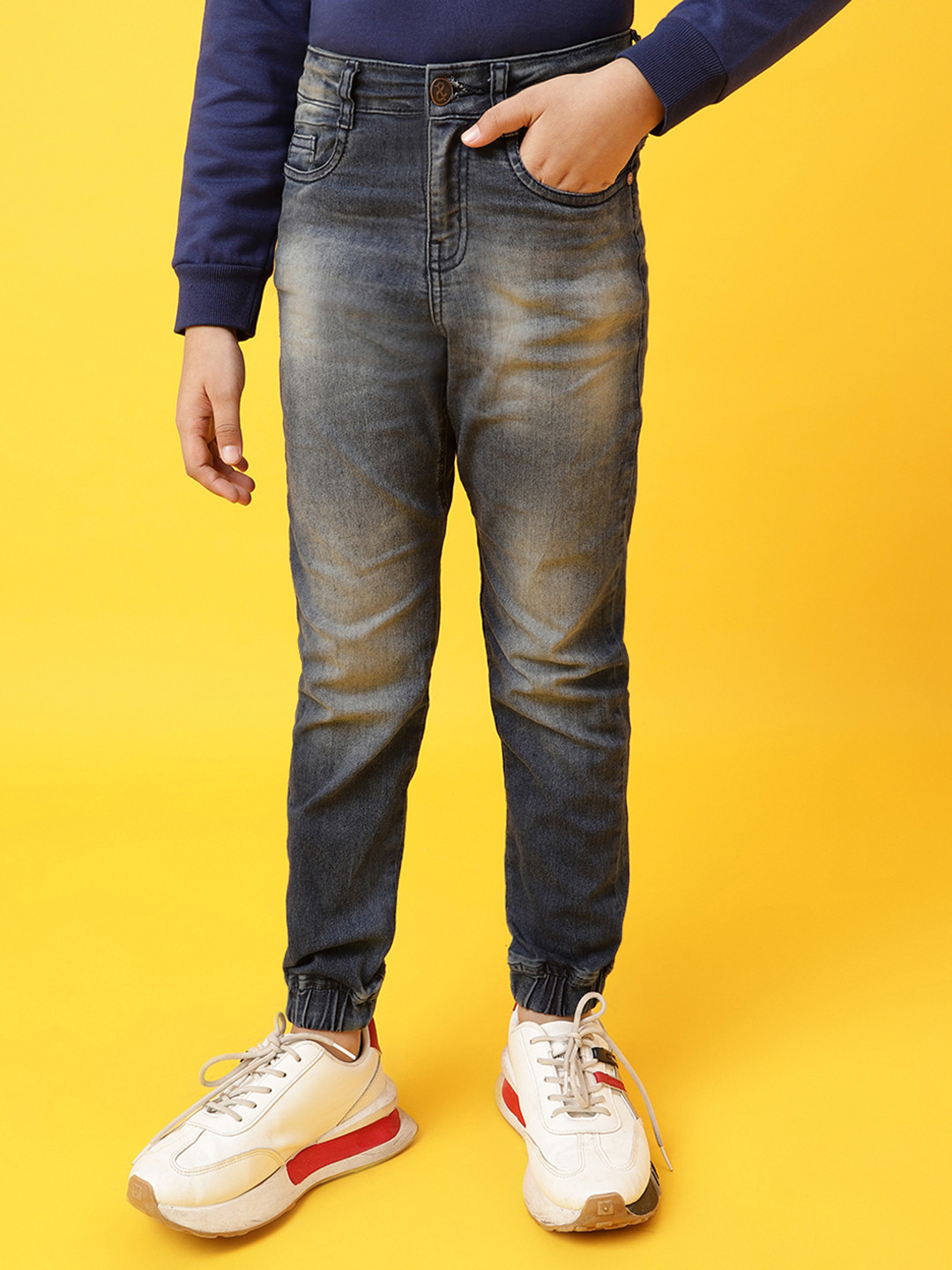 Buy TALES & STORIES Boys Mid Rise Clean Look Heavy Fade Cotton Jogger ...