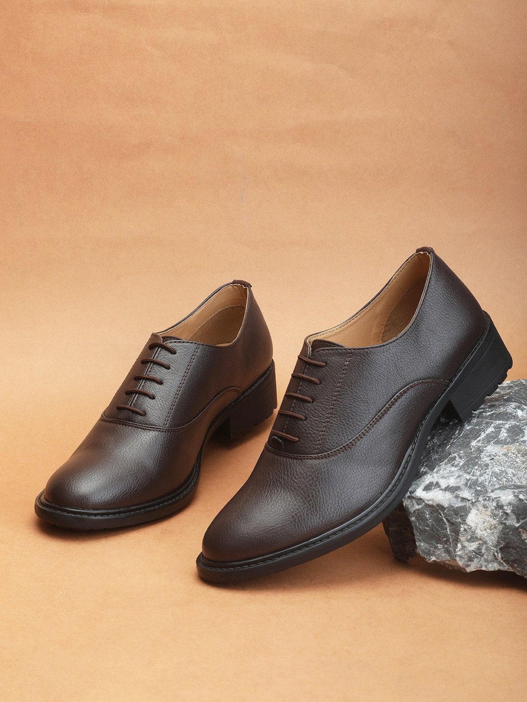 Buy Her By Invictus Women Brown Textured Formal Oxfords - Formal Shoes ...