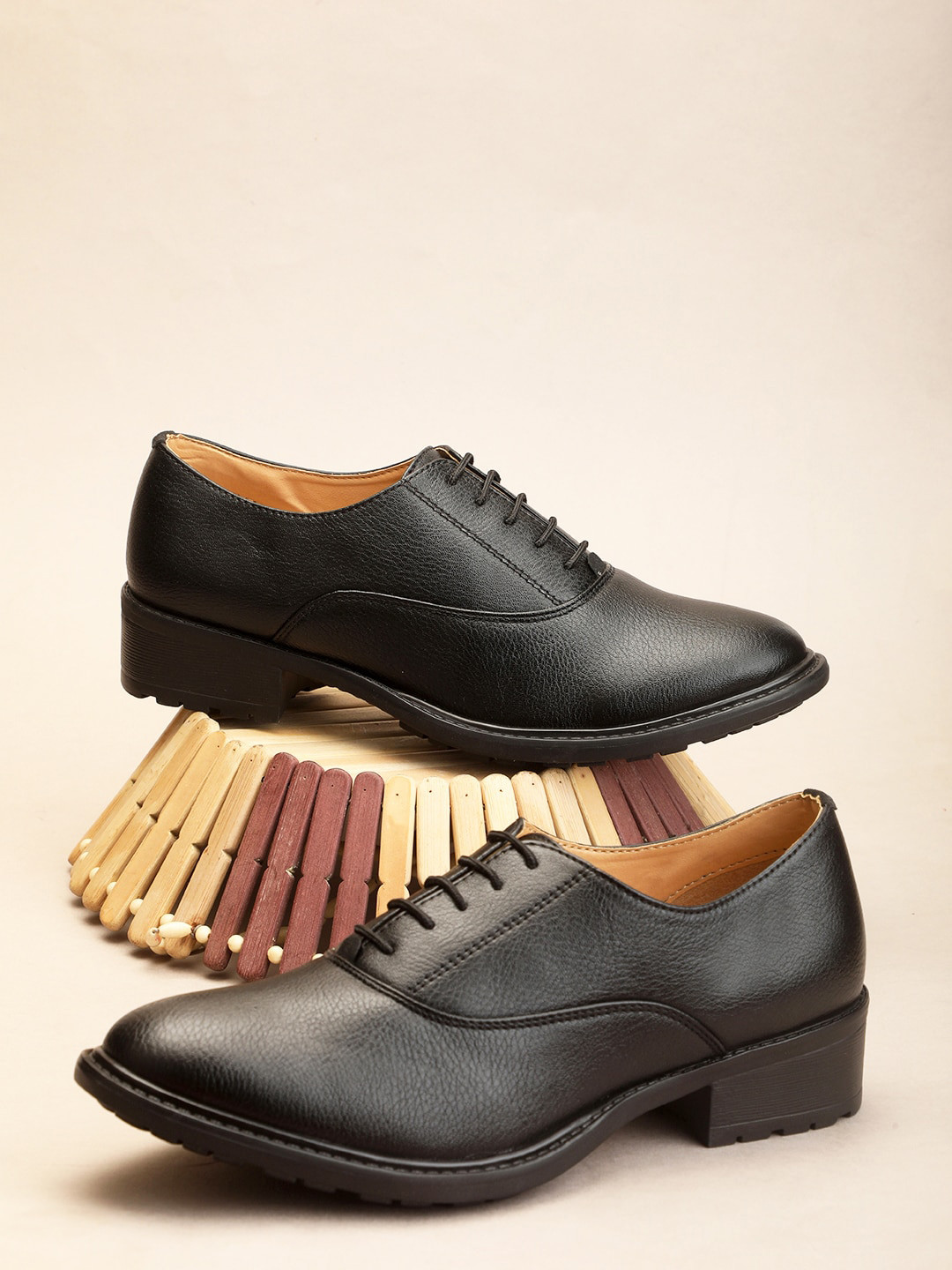 Buy Her By Invictus Women Black Textured Formal Oxfords - Formal Shoes ...