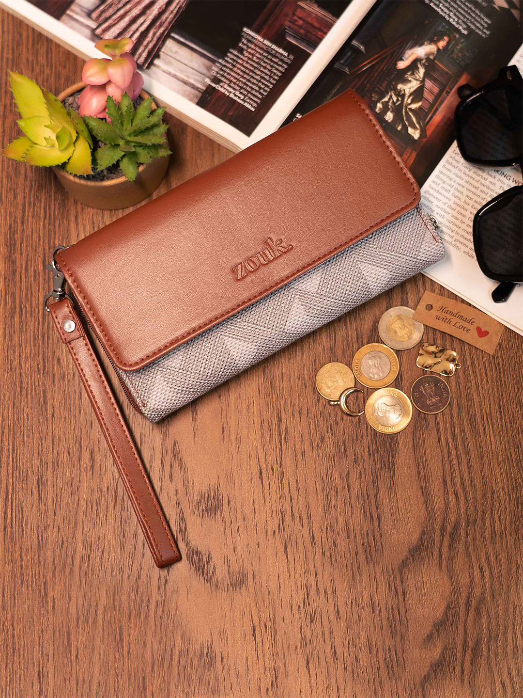 Buy ZOUK Geometric Printed Water Resistant Zip Around Wallet - Wallets ...