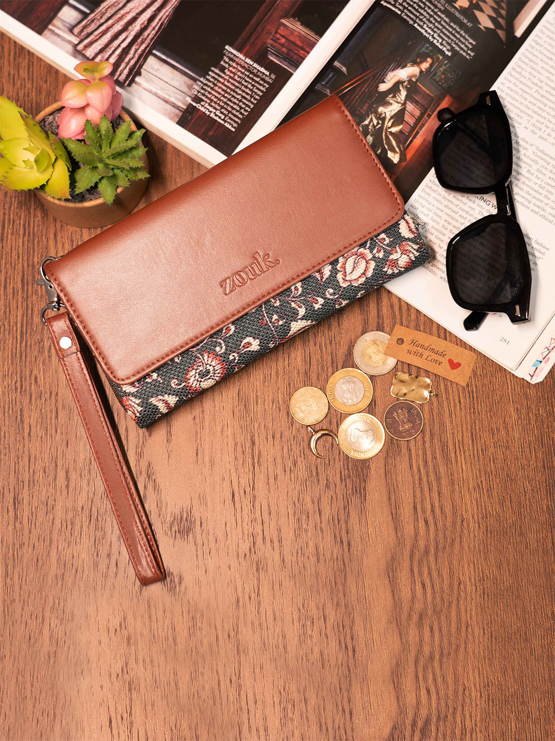 Buy ZOUK Women Floral Printed Water Resistant Three Fold Wallet ...