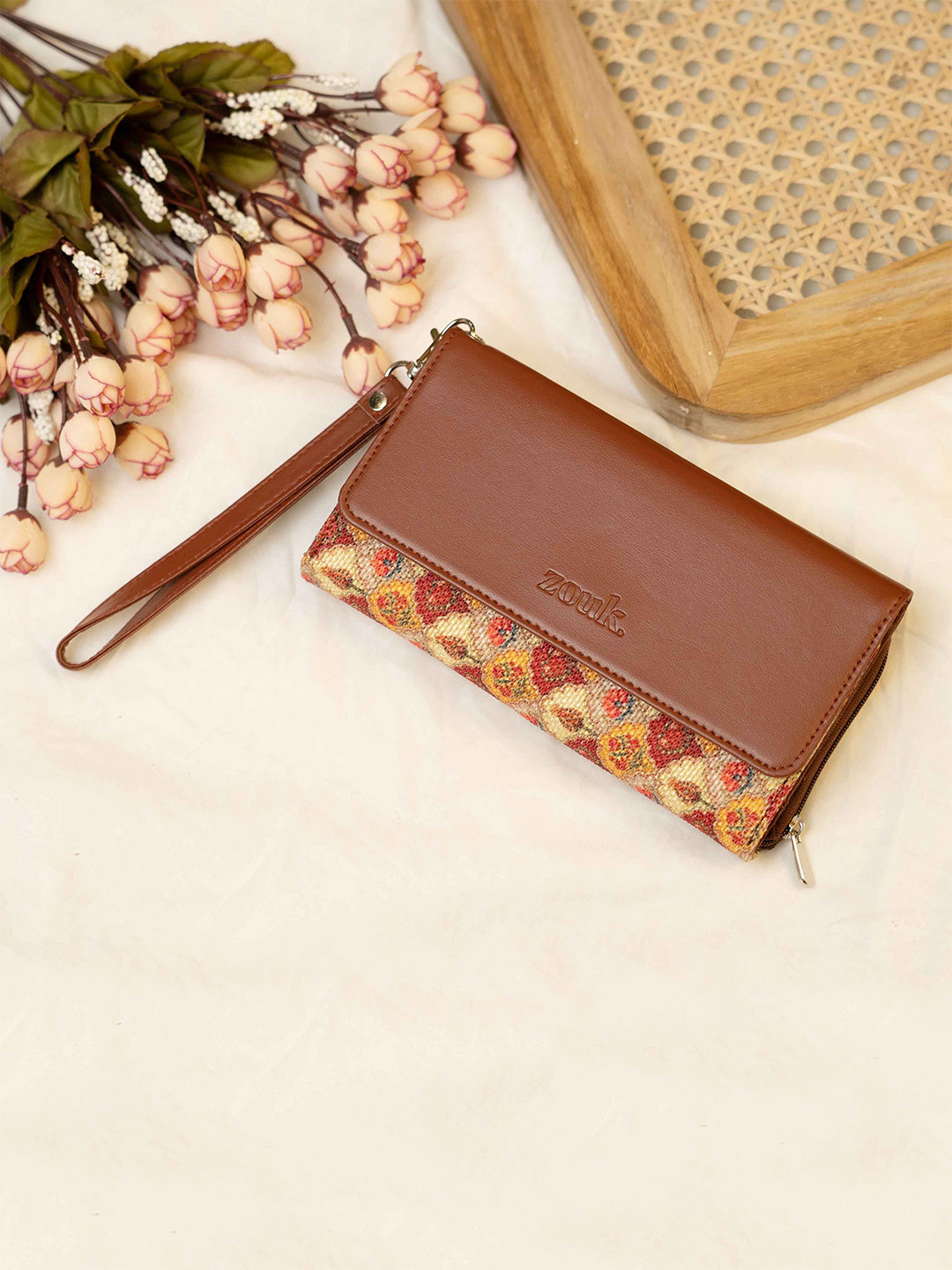 Buy ZOUK Women Ethnic Motifs Printed Water Resistant Zip Around Wallet ...
