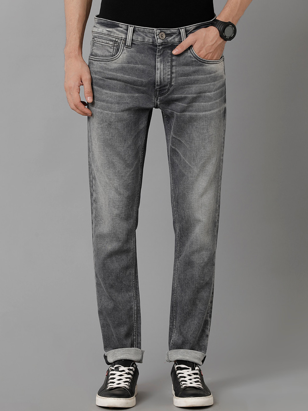 Buy Voi Jeans Men Skinny Fit Clean Look Heavy Fade Stretchable Jeans ...