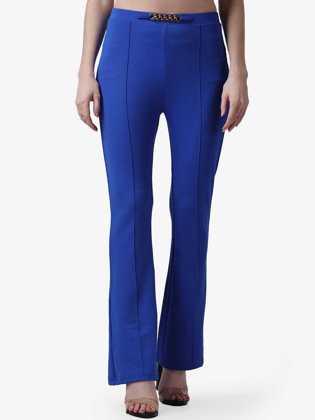 Buy Popwings Women Smart Flared Easy Wash Trousers - Trousers for Women ...