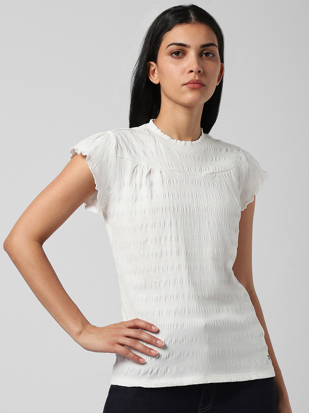 Buy Van Heusen Woman Self Design Round Neck Formal Top - Tops for Women ...