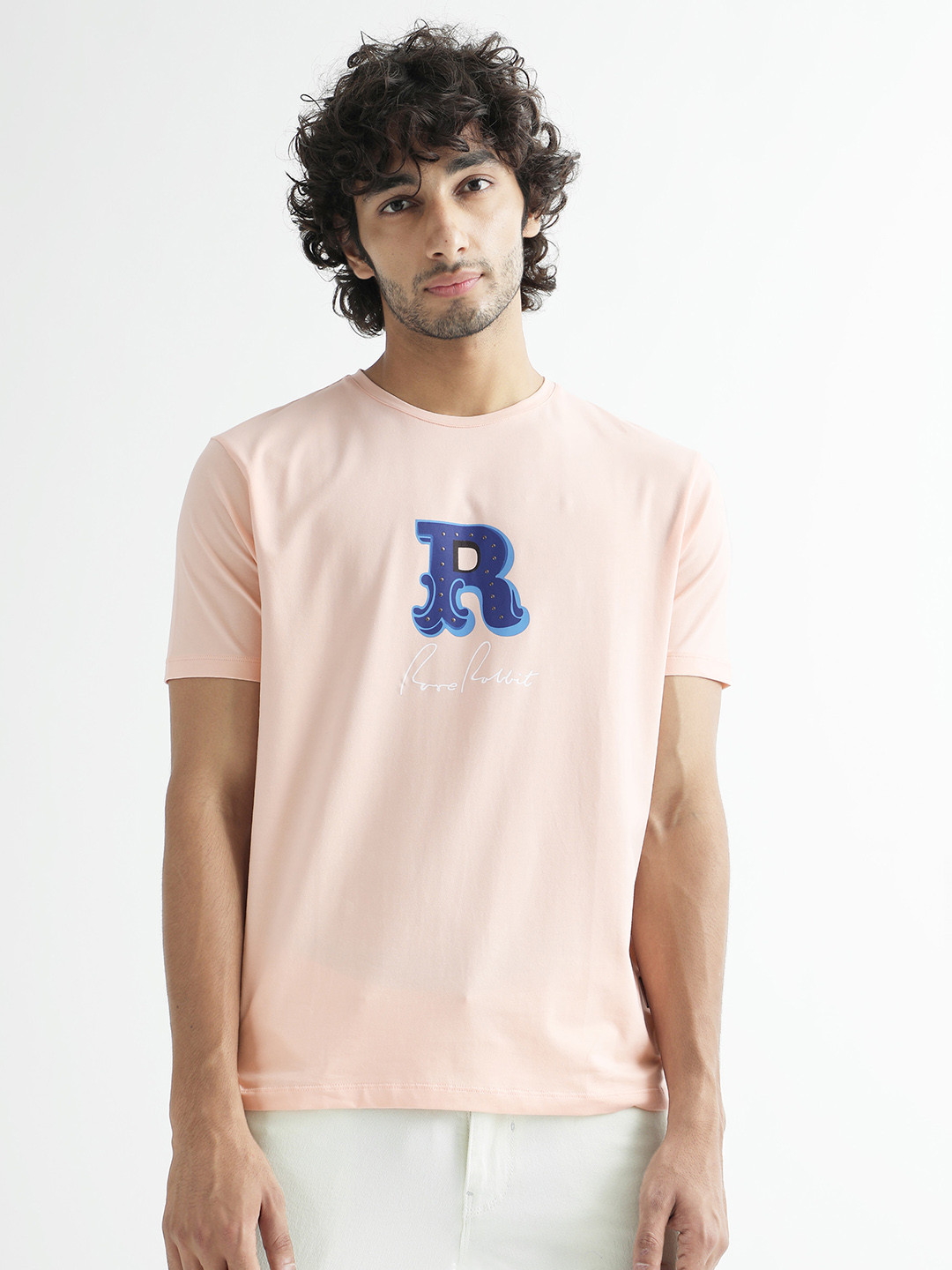 Buy RARE RABBIT Men Hew Typography Printed Cotton Slim Fit T Shirt ...