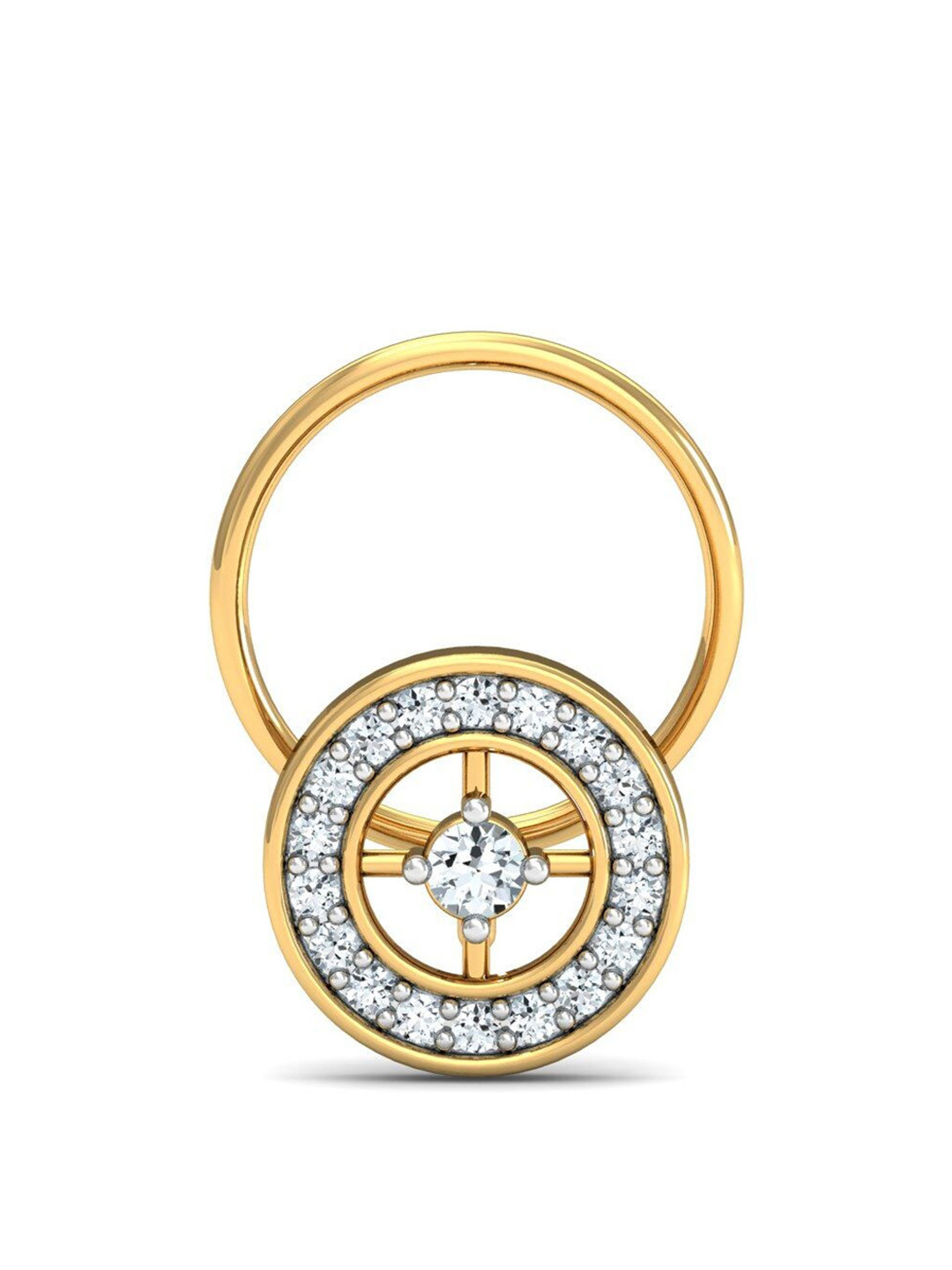 Buy KUBERBOX Debra Round 18KT Gold Diamond Studded Nose Pin 0.6gm ...
