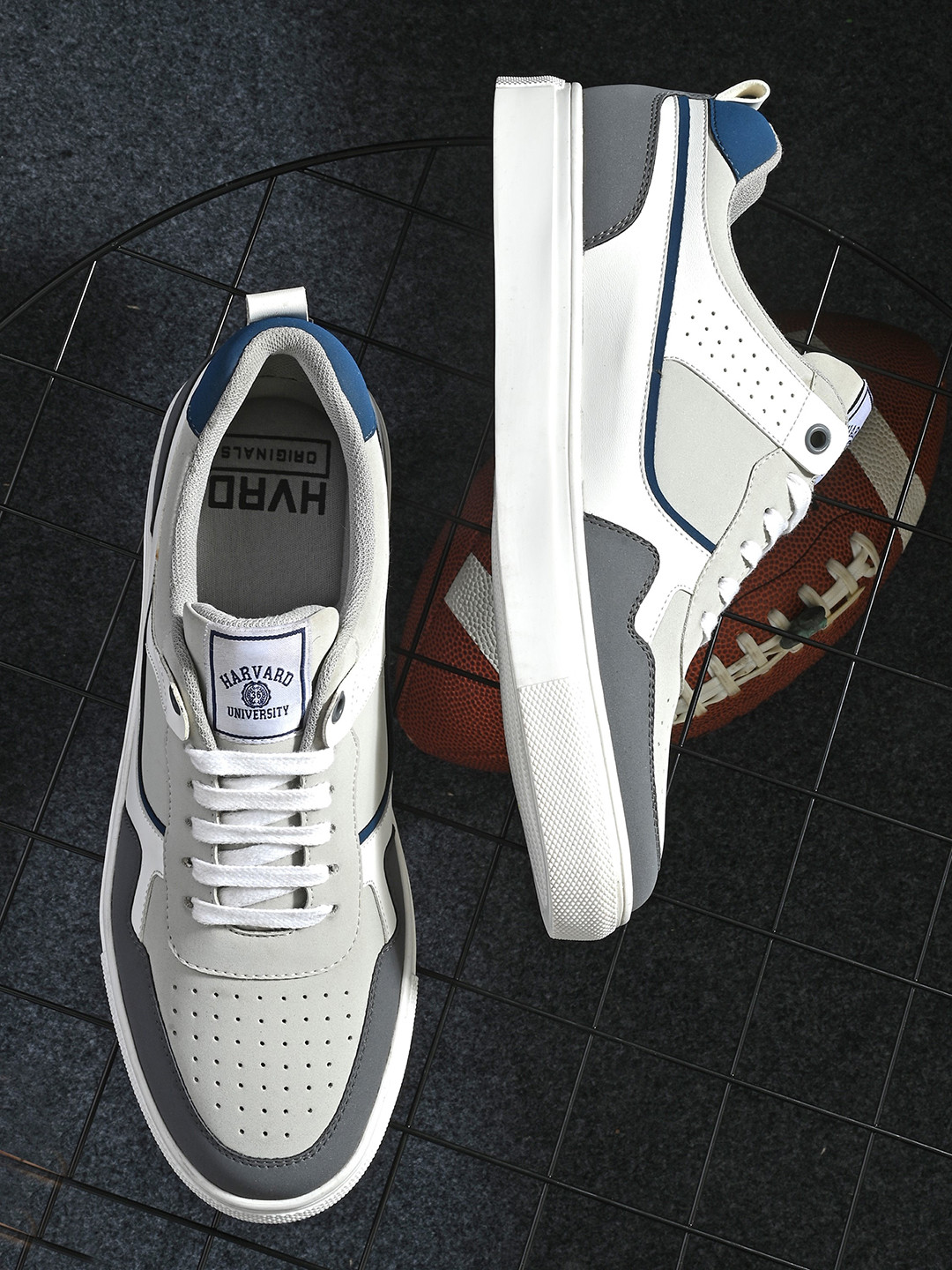 Buy Harvard Men White & Grey Perforations Comfort Insole Lightweight ...