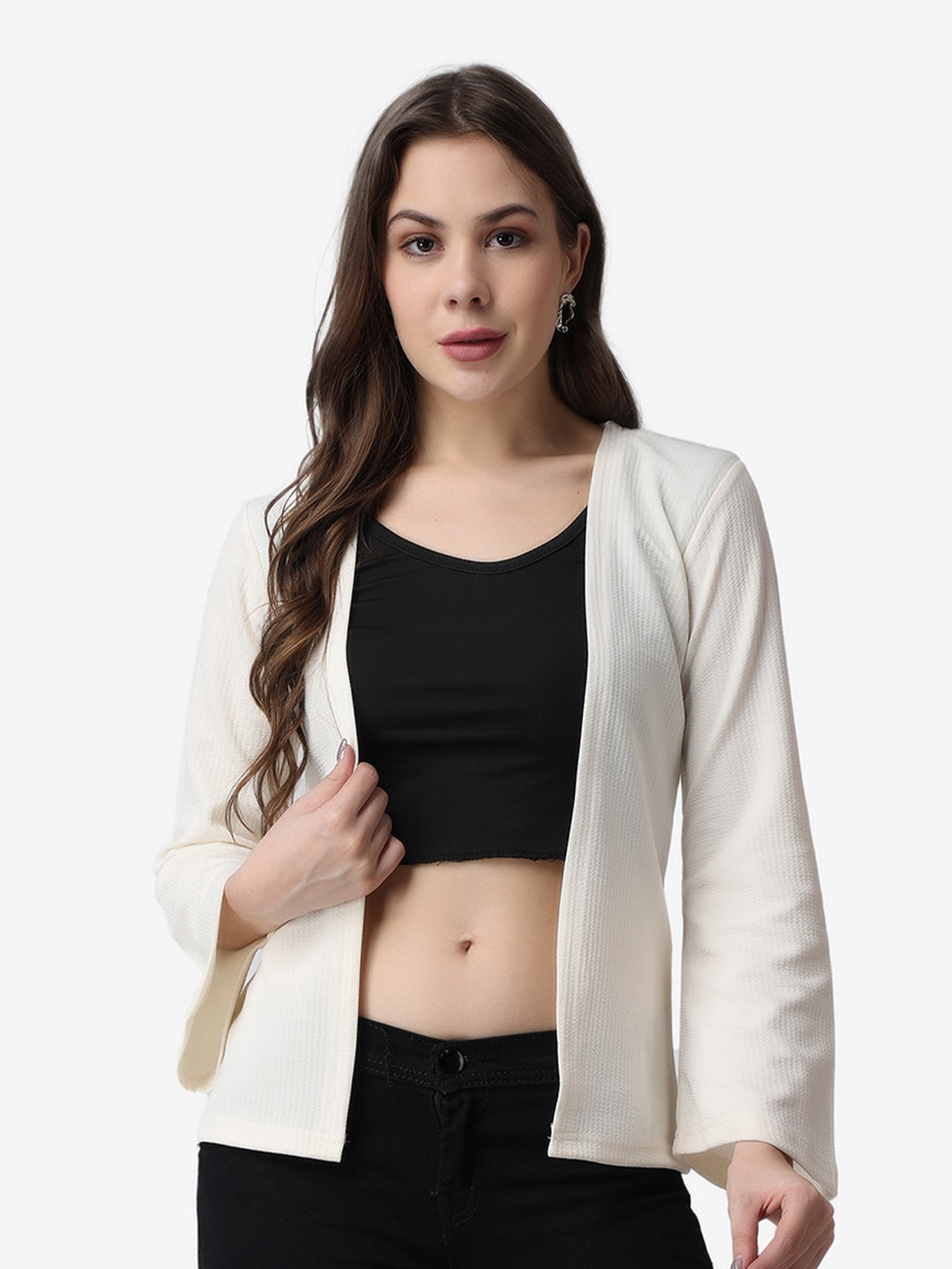 Buy Popwings Long Sleeves Front Open Shrug - Shrug for Women 23630166 ...