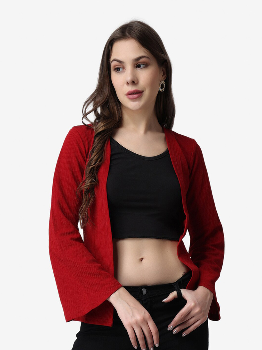 Buy Popwings Long Sleeves Front Open Shrug - Shrug for Women 23630218 ...