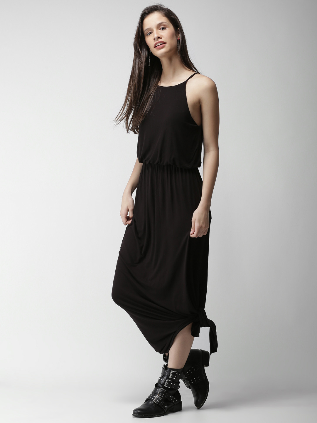 Buy FOREVER 21 Women Black Solid Maxi Dress - Dresses for Women 2363282 ...