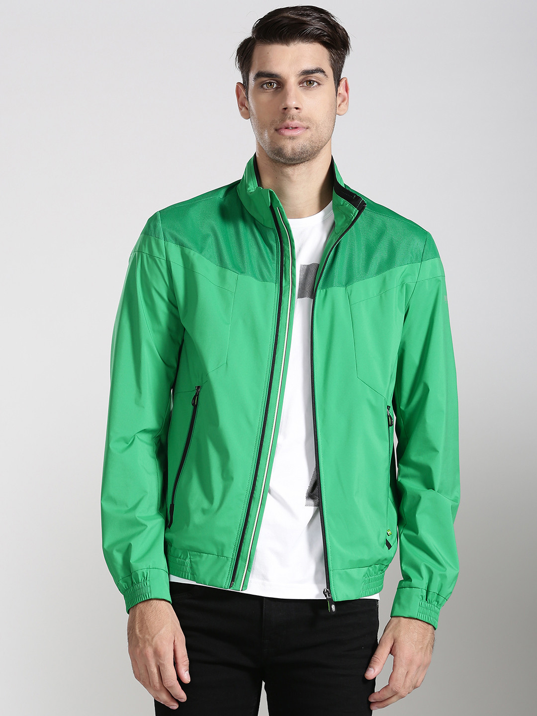 Buy BOSS Green Men Green Solid Bomber Jacket - Jackets for Men 2363839 ...