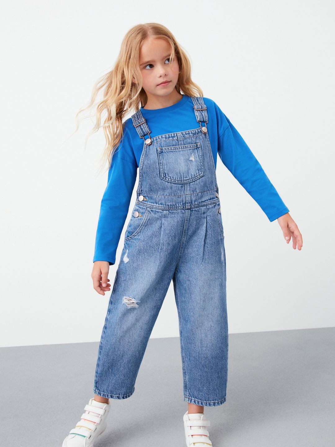 Buy Next Girls Solid Denim Dungarees Dungarees For Girls 23640408 Myntra