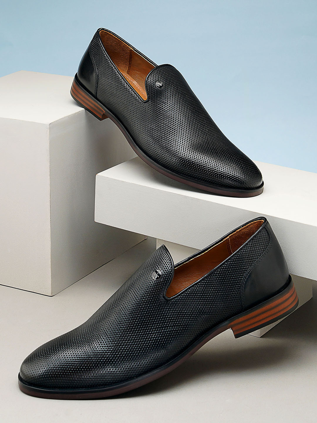 Buy Arrow Men Textured Leather Formal Slip On Shoes - Formal Shoes for ...