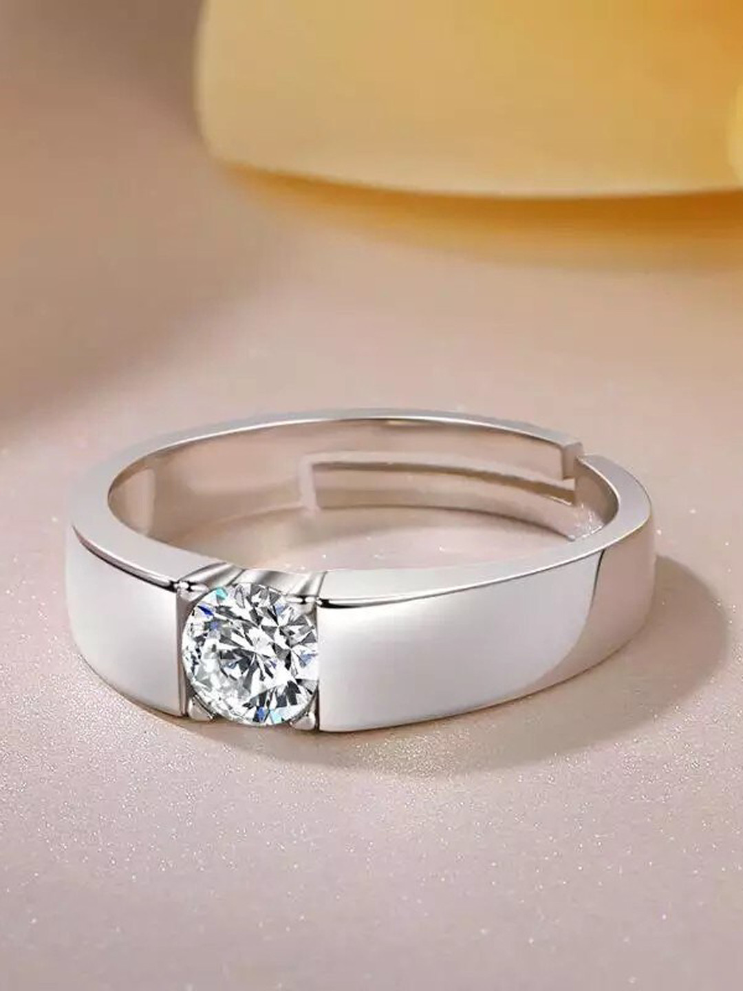 Buy MYKI Men Silver Plated CZ Studded Adjustable Finger Ring - Ring for ...