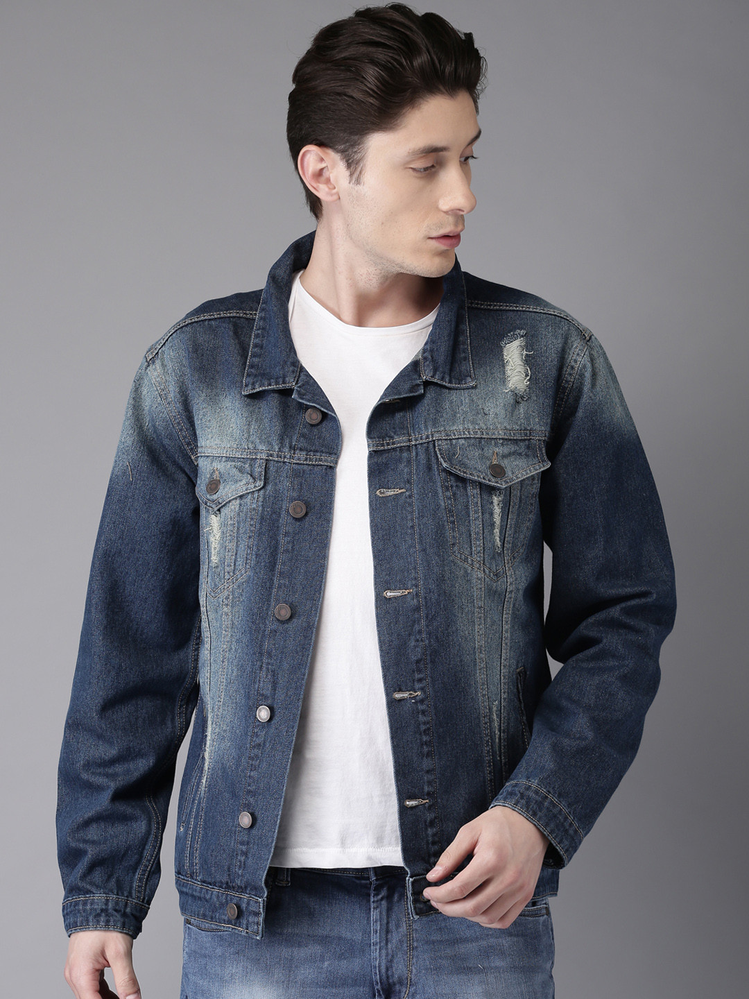 Buy Moda Rapido Men Blue Washed Denim Jacket - Jackets for Men 2364461 ...