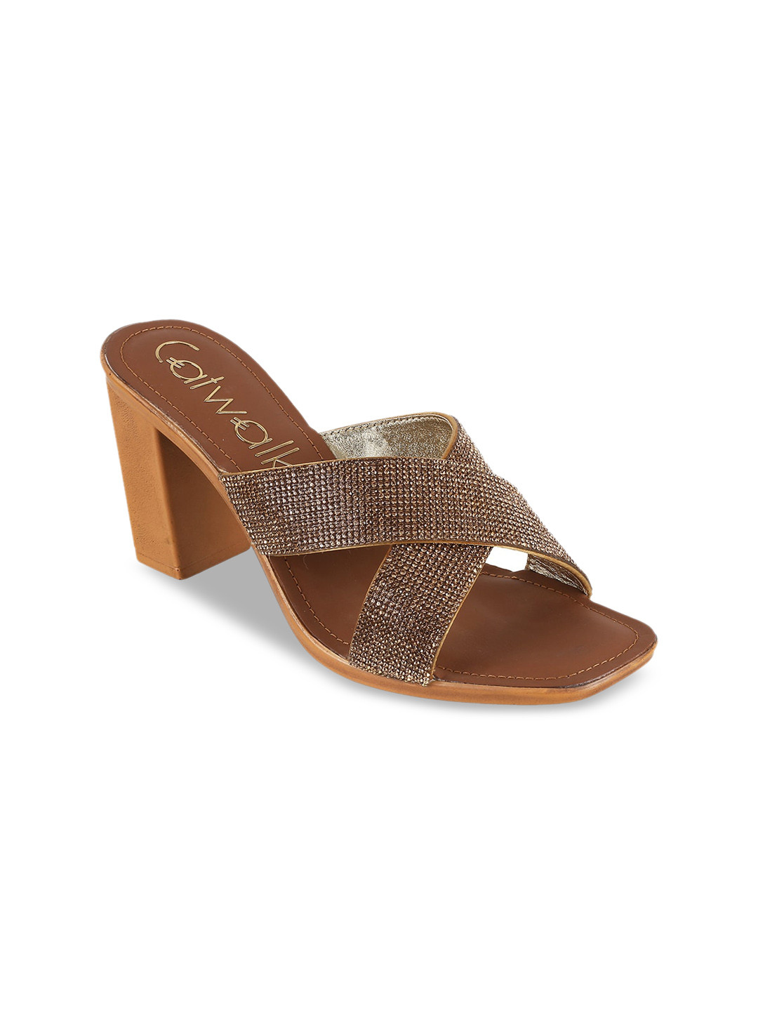 Buy Catwalk Cross Strap Embellished Block Heels - Heels for Women ...