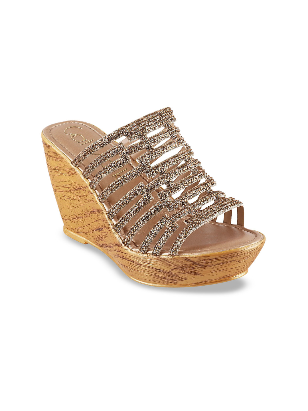 Buy Catwalk Embellished Open Toe Wedges With Laser Cuts - Heels for ...