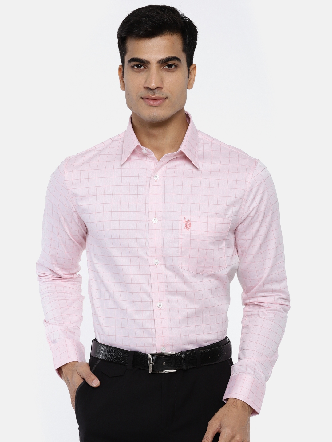 Buy U.S. Polo Assn. Men Pink Tailored Fit Checked Formal Shirt - Shirts ... Buy U.S. Polo Assn. Men Pink Tailored Fit Checked Formal Shirt - Shirts ...