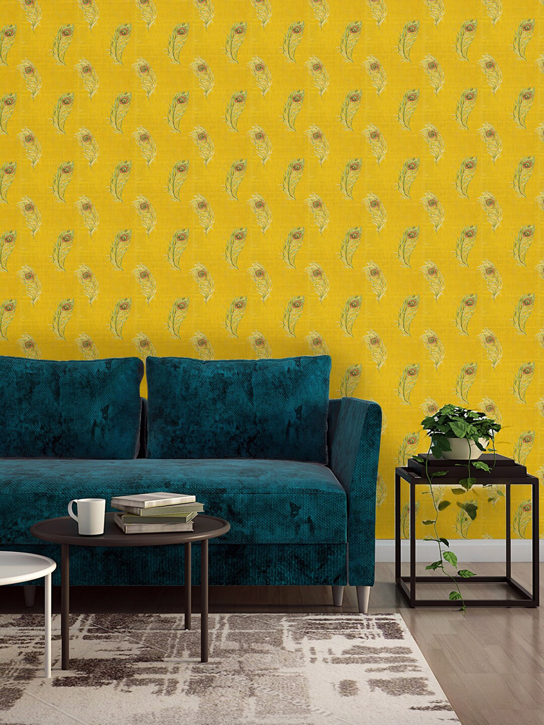Buy Asian Paints EzyCR8 Vivid Orange Yellow Feather Design Non Adhesive ...