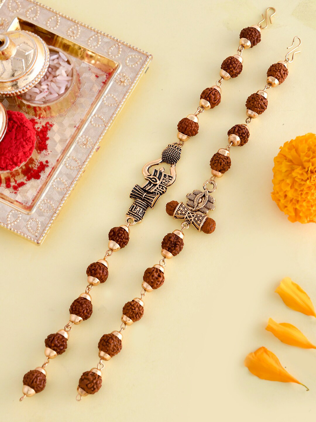 Buy Voylla Set Of 2 Lord Shiva Motifs Rudraksha Beads Rakhi - Rakhi for ...