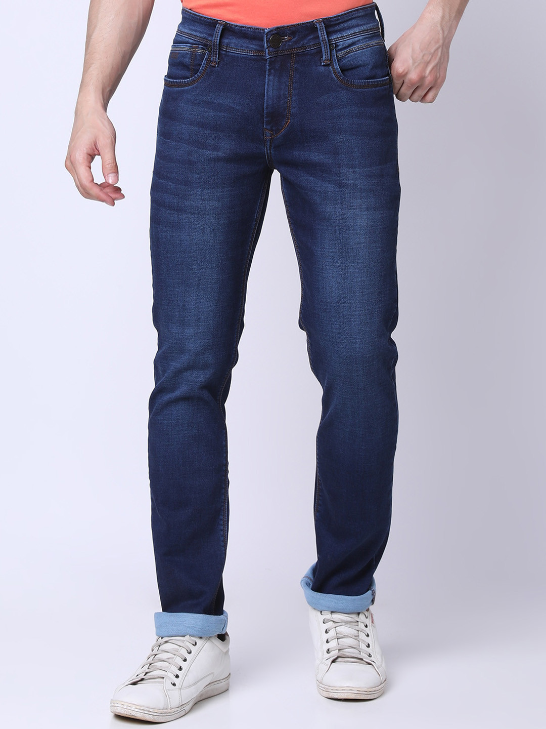 Buy Oxemberg Men Lean Slim Fit Clean Look Light Fade Stretchable Jeans ...